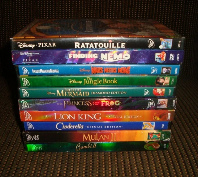 10 DISNEY ANIMATED Movie DVD Lot - Lion King/Nemo/jungle book/Bambi II ...