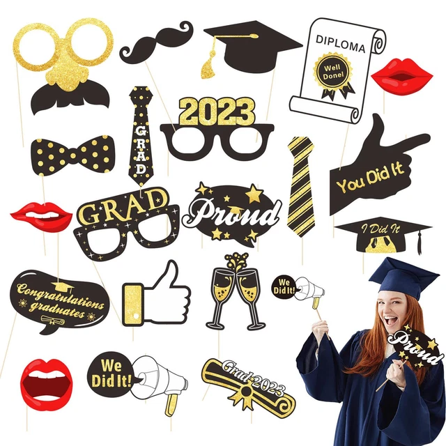 20PC COLLEGE GRADUATION Photo Booth Props Funny Grad Dekoration Party ...