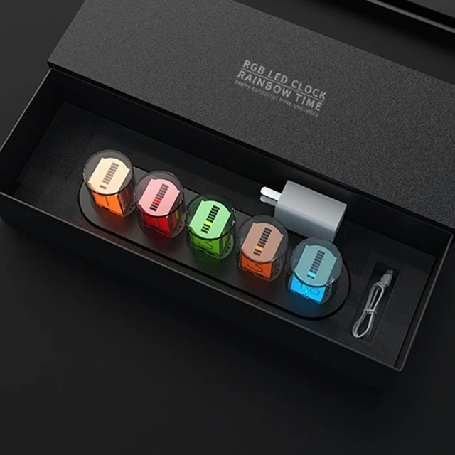 CONTEMPORARY RGB NIXIE Tube Clock Gaming Desktop Decor with 16 Million ...