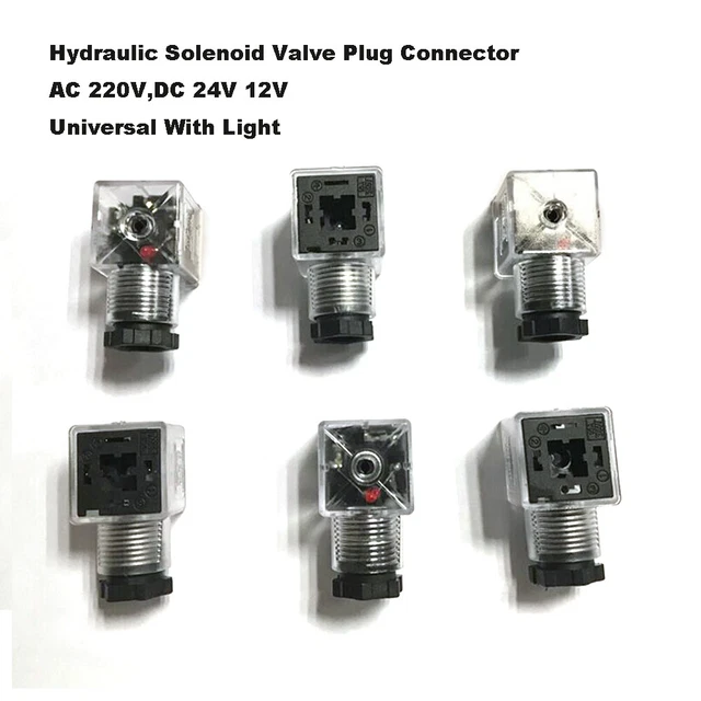 HYDRAULIC SOLENOID VALVE Plug Connector AC 220V,DC 24V 12V Universal With Light $4.99 - PicClick AU