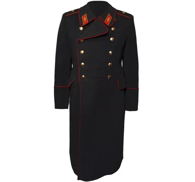 MEN SOVIET RUSSIAN Military Style Overcoat Wool Black long Winter Warm ...