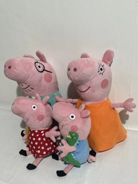 PEPPA PIG SOFT Toy Family Bundle Mummy Pig Daddy Pig Peppa George 10" 6 ...