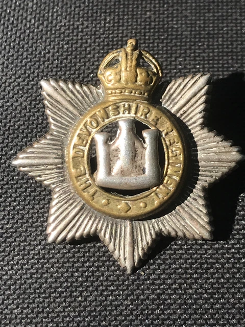 ORIGINAL DEVONSHIRE REGIMENT Officers WW1 Cap Badge Three Part ...