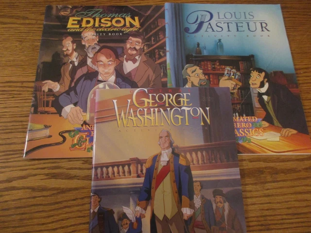 ANIMATED HERO CLASSICS 7 book set (Pasteur/Washington/Edison/Columbus ...