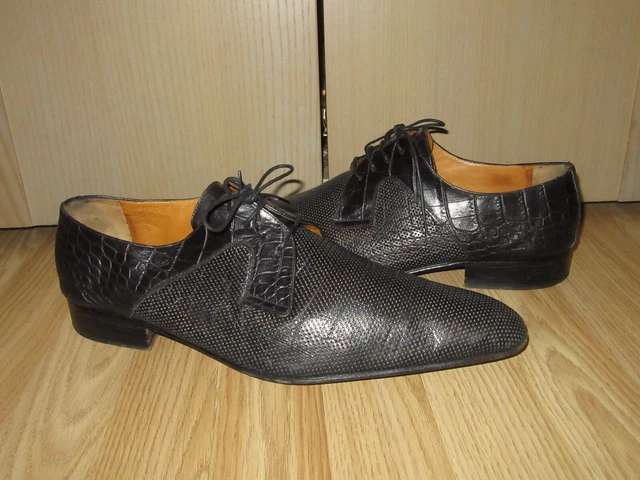 MENS STEMAR SZ 11.5 Italian All Leather Black Lace-Up Dress Shoes ...
