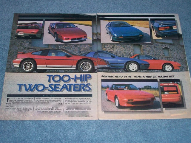 1987 PONTIAC FIERO Toyota MR2 Mazda RX7 Vergleichsartikel "Zu-Hüfte ...