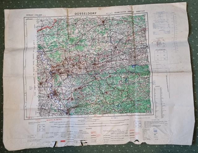 FIRST EDITION MAP OF Dusseldorf GERMANY IN WWII HISTORIC MAP, 1944 ...