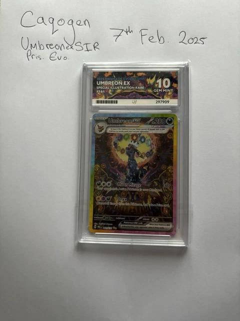 ACE GRADING GEM MINT 10 Umbreon EX 2025 Prismatic Evolutions SIR 161/ ...
