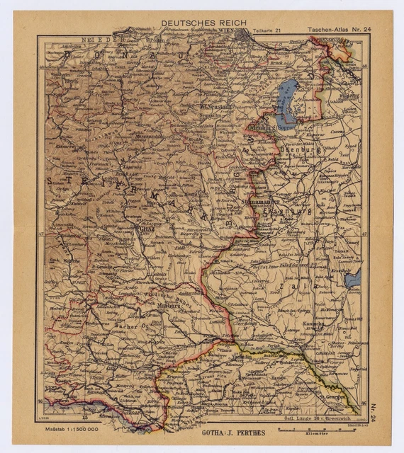1943 VINTAGE WWII Map Of Third Reich Austria Annexed Marburg Maribor ...