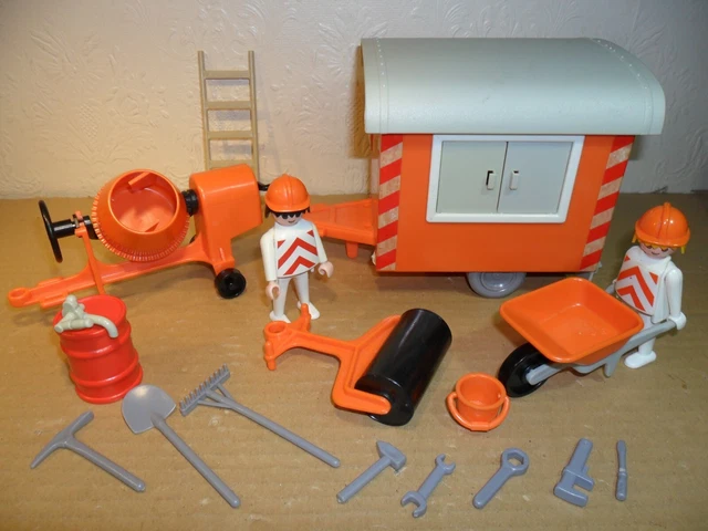 PLAYMOBIL CONSTRUCTION SITE OFFICE TRAILER (Figures,Cement mixer,Tools ...