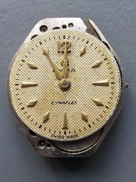 VINTAGE SWISS MADE Cyma Cymaflex 17 Jewels Mechanical Watch Movement ...