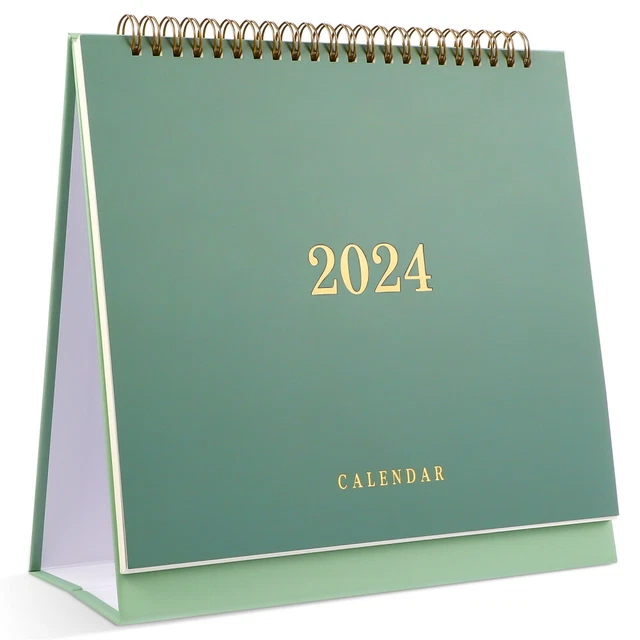 PAPER 2024 CALENDAR (green) Office Flip Stand up Desk Calendars £15.60 ...