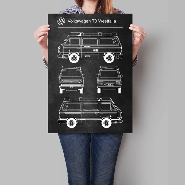 VW T3 WESTFALIA Joker Car Poster Retro Patent Blueprint Art Print £14. ...