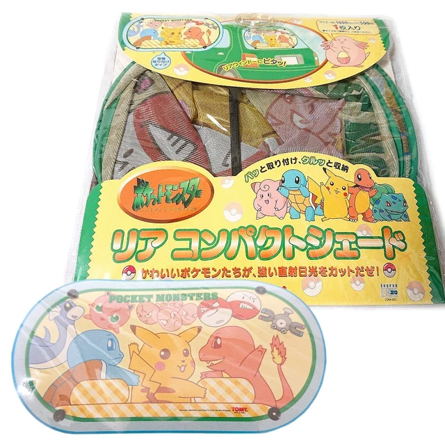TOMY POCKET MONSTER Pokemon Rear Glass Compact Sun Shade Pikachu Car ...