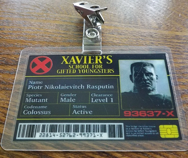 X MEN IDENTIFICATION Badge -xavier's École Rasputin Colosse Cosplay ...