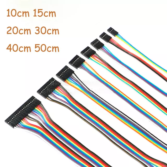 1-10 WAY DUPONT Cables F-F 2.54mm Ribbon Connector Wire Cable Flat ...