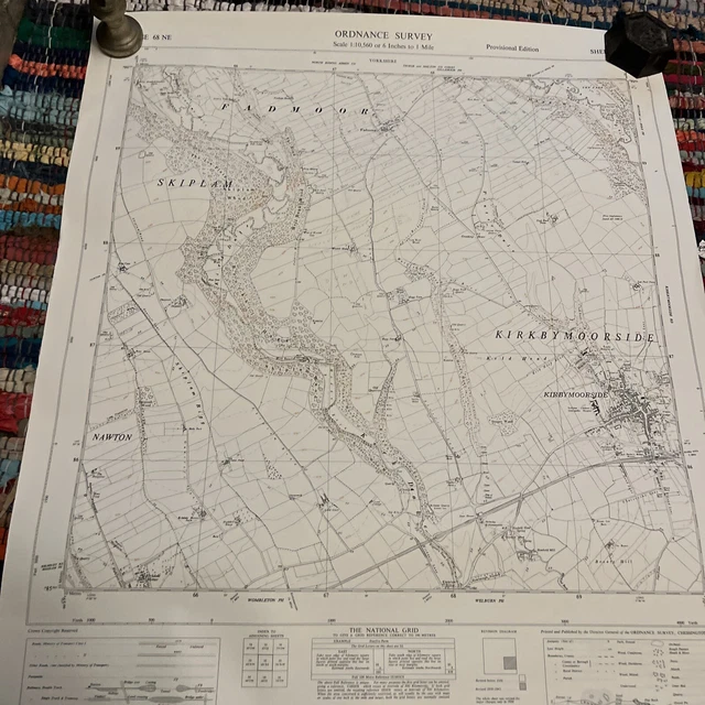 VINTAGE BLACK WHITE Ordnance Survey Map Chart 1958 Kirkbymoorside ...