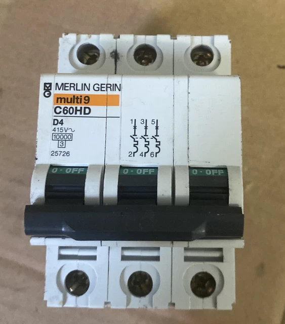 MERLIN GERIN MULTI 9 C60H MCB Circuit Breaker Range 3 Phase 3 pole 4 pole 3P 4P £10.95 - PicClick UK