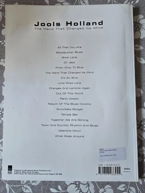 THE HAND THAT CHANGED ITS MIND by Jools Holland (paperback) Signed By ...