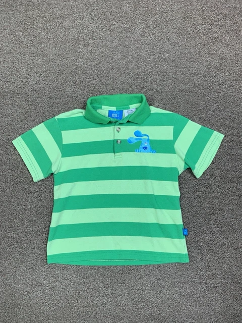 VINTAGE BLUES CLUES Poloshirt Jungen 6 Steve gestreift Cartoon Knopf ...