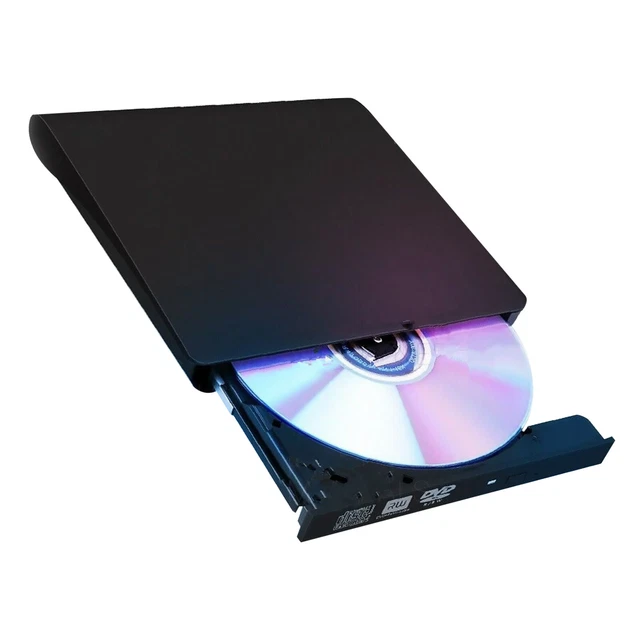 BLACK SLIM EXTERNAL CD DVD RW Drive USB 2.0 Writer Burner Player For ...