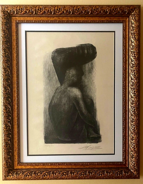 DAVID ALFARO SIQUEIROS Original Lithography " Assis Chair " Main Signée ...