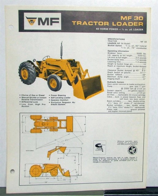 1971 MASSEY FERGUSON 30 Tractor Loader Specs Construction Sales Data ...