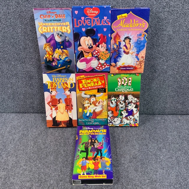 7 VHS DISNEY Lot Chip n Dale Aladdin Timon & Pumba 101 Dalmatians Micky ...