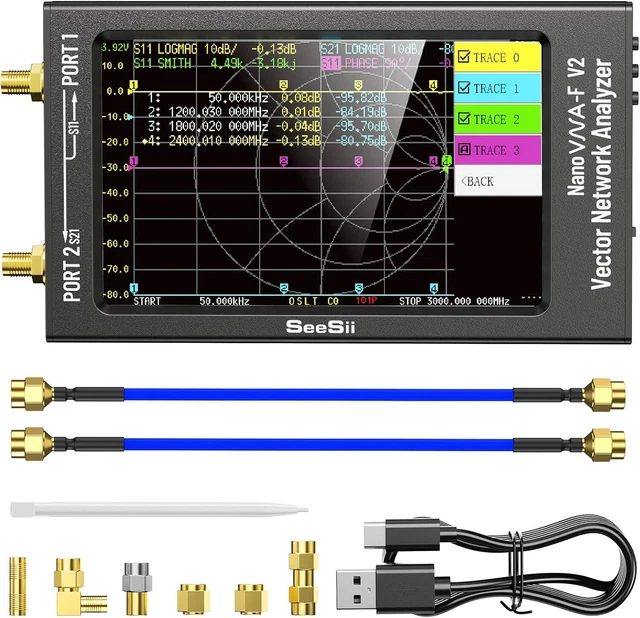 NANOVNA-F V2 VECTOR Network Analyzer 50kHz-3GHz HF VHF UHF VNA Antenna Analyzer £119.99 ...