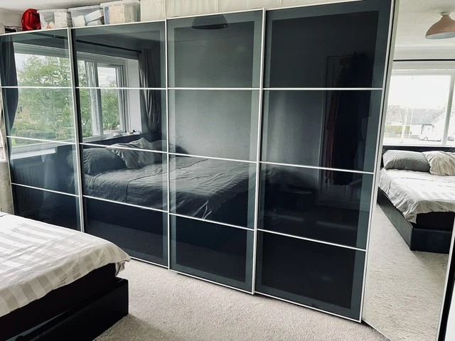 IKEA PAX WARDROBE System Full Unit Setup With Lighting Sliding Doors ...