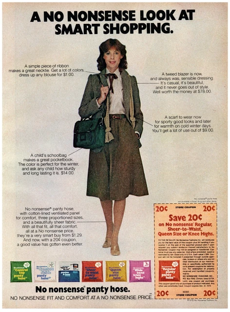 1978 NO NONSENSE Panty Hose Print Ad,0 Smart Shopping 70's Style Legs ...