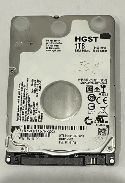 HGST HTS541010B7E610 1TB 5400 RPM SATA 6Gbps 128MB Cache Laptop Hard ...