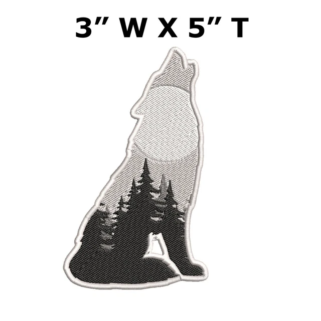 WOLF MOON EMBROIDERED Patch Iron / Sew-On Vacation Souvenir Gear Tag ...