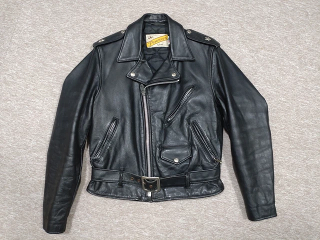 SCHOTT ONE STAR Motorcycle Jacket Mens 38 Black 613 model USA 80's ...