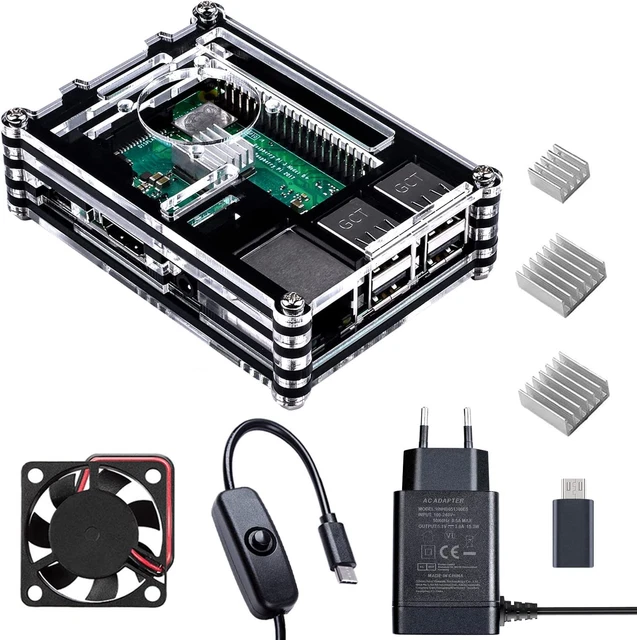 BOITIER POUR RASPBERRY Pi 3 B B+, 5.1V/3A Alimentation Avec ...