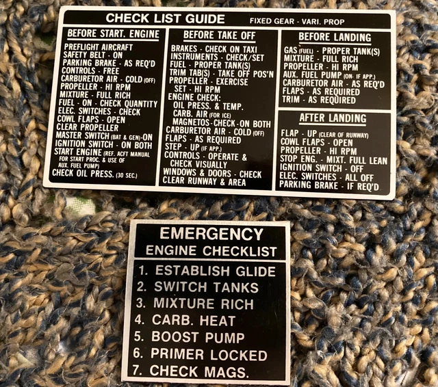 Aircraft Check List Metal Placement Plates £886 Picclick Uk