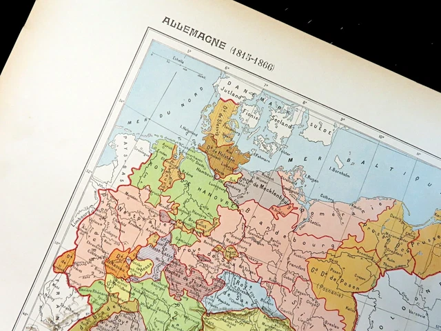 PRUSSIAN EMPIRE MAP German Frontier Austro Hungarian Empire FRENCH ...