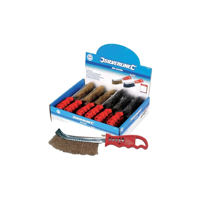 SILVERLINE 24 PIECE Wire Brush Display Box 250mm DIY Tools Workshop ...