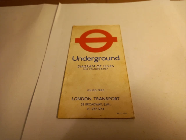 1975 NO. 2 LONDON TRANSPORT UNDERGROUND MAP DIAGRAM OF LINES TUBE £9.00 ...