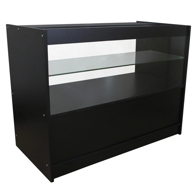 SHOP COUNTER BLACK Retail Display Storage Showcase Cabinet Glass ...