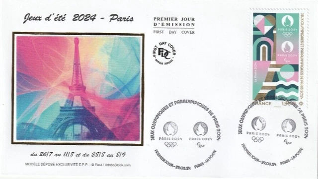 FDC 2024_ENVEL. 1ER jour_fdc_soie_Jeux Olympiques et paralympiques de ...