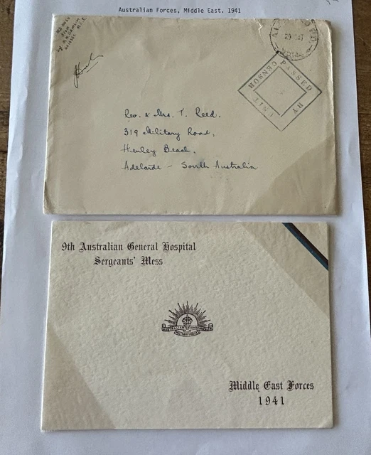 RARE WW2 FORCES Mail - 9th Australian Forces General Hospital To ...