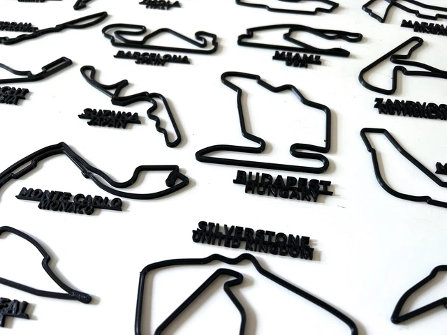 BLACK CUSTOM F1 Circuit Wall Art Race Track Motorsport 3D Print Silver ...