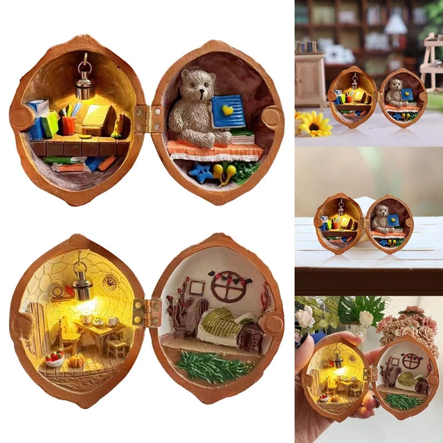 TINY WORLD WALNUT House Resin Miniature Dollhouse DIY Accessories ...