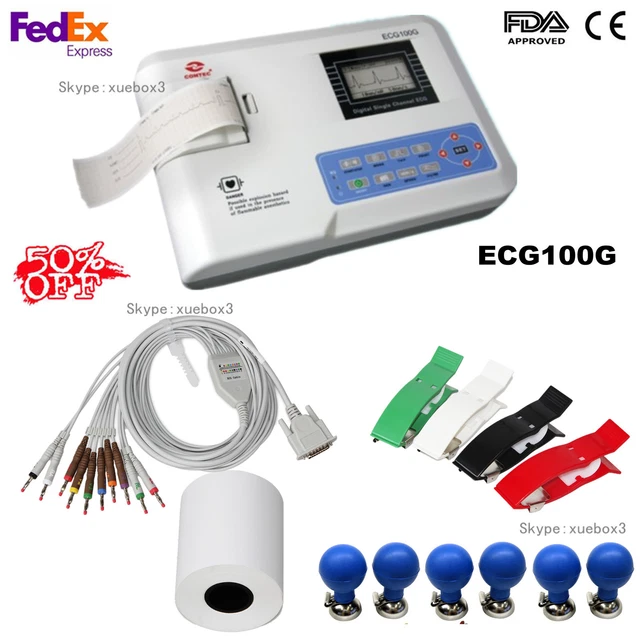 US PORTABLE ECG machine 1-channel 12-lead EKG Electrocardiograph ECG100G Printer £180.79 ...