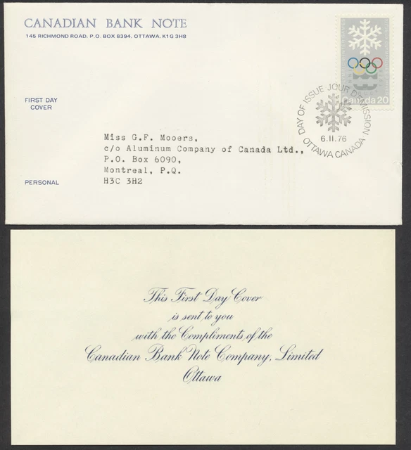 1976 #689 WINTER Olympics FDC Canadian Bank Note Cachet with Insert ...
