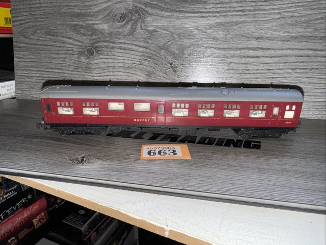TRIANG RAILWAYS OO Gauge R424 Buffet Coach Maroon 1807 Model Railway ...