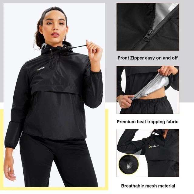 SAUNA SUIT FOR Women Sweat Jacket Gym Workout Vest Sweat Suits for ...