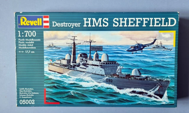 REVELL 1/700 SCALE model ship kit Type 42 destroyer HMS Sheffield (1996 ...