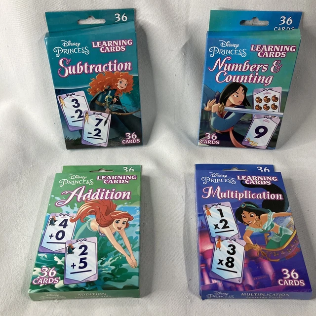 DISNEY PRINCESS LEARNING Flash Cards Little Mermaid, Mulan Aladdin ...